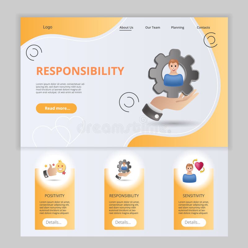 Responsibility Flat Landing Page Website Template. Positivity ...