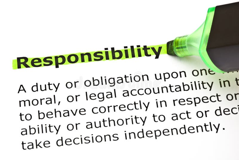 Responsibility Highlighted in Green Stock Image - Image of honorable ...