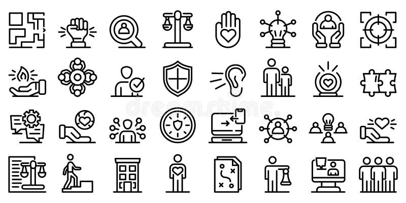 Responsibility Icons Set, Outline Style Stock Vector - Illustration of ...