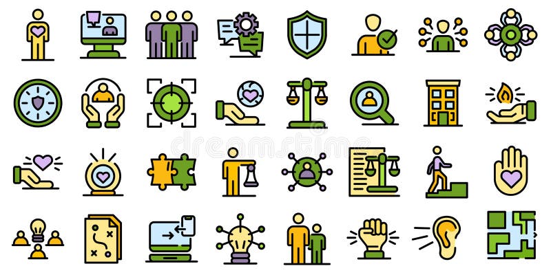 Responsibility Icons Set Vector Flat Stock Vector - Illustration of ...