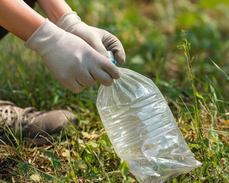 Responsible Behavior Picking Up Litter in Park after Picnic Stock ...