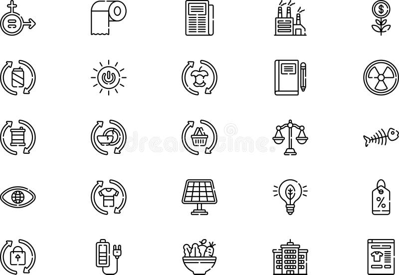 Responsible Consumption Icons Collection is a Vector Illustration with ...