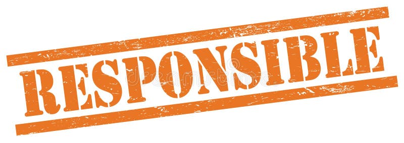RESPONSIBLE Text on Orange Grungy Rectangle Stamp Stock Illustration ...