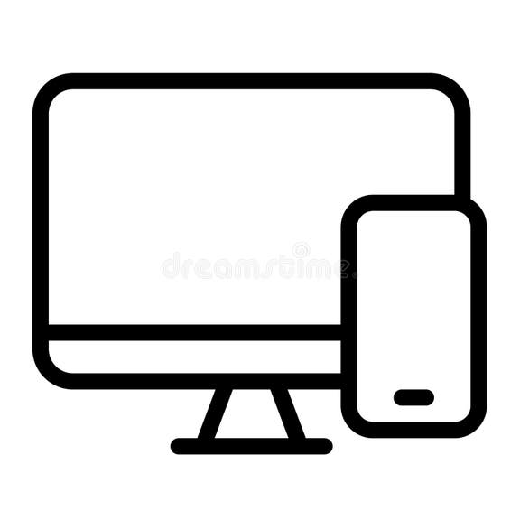 Responsive Adaptive Mobile Desktop Single Isolated Icon with Outline ...