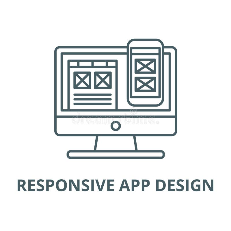 Responsive App Design Vector Line Icon, Linear Concept, Outline Sign ...