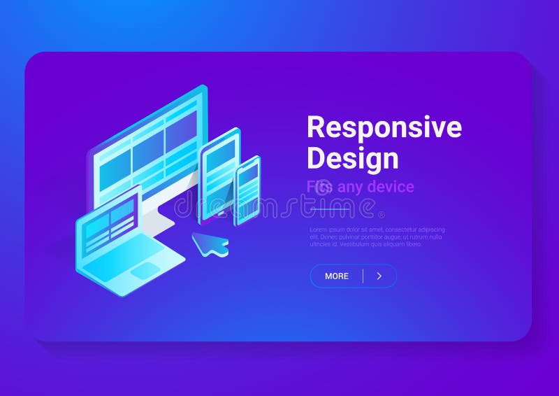 Responsive Design Computer Laptop Smartphone Isome Stock Vector ...