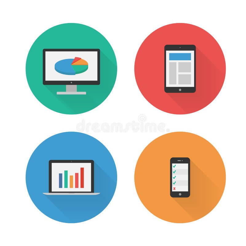 Responsive Design. Flat Icons Set Stock Vector - Illustration of long ...
