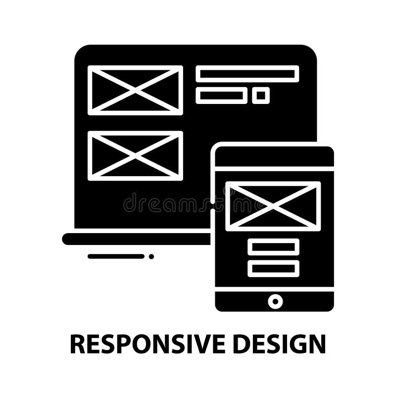 Responsive Design Icon, Black Vector Sign with Editable Strokes ...
