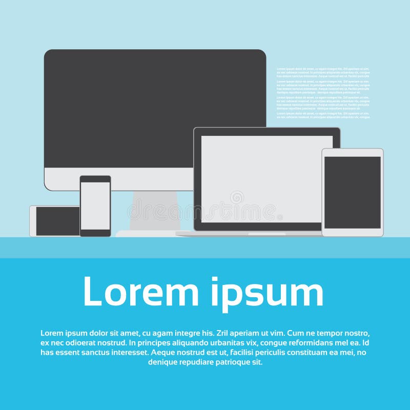 Responsive Design Laptop Phone Tablet Desktop Device Screen Size Stock ...