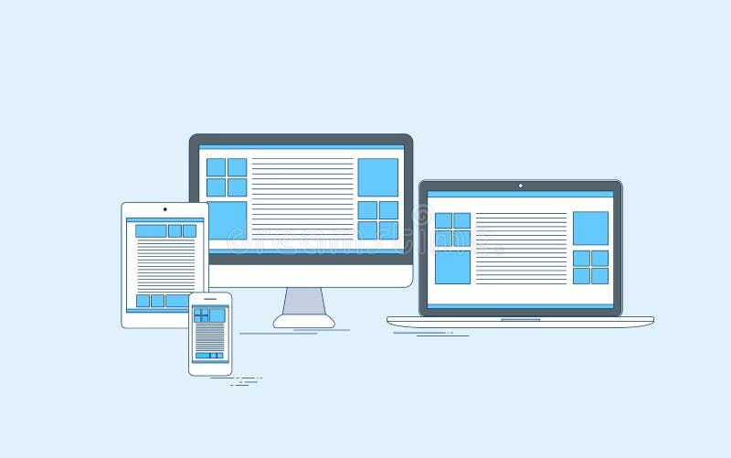 Responsive Design Laptop Phone Tablet Desktop Stock Vector ...