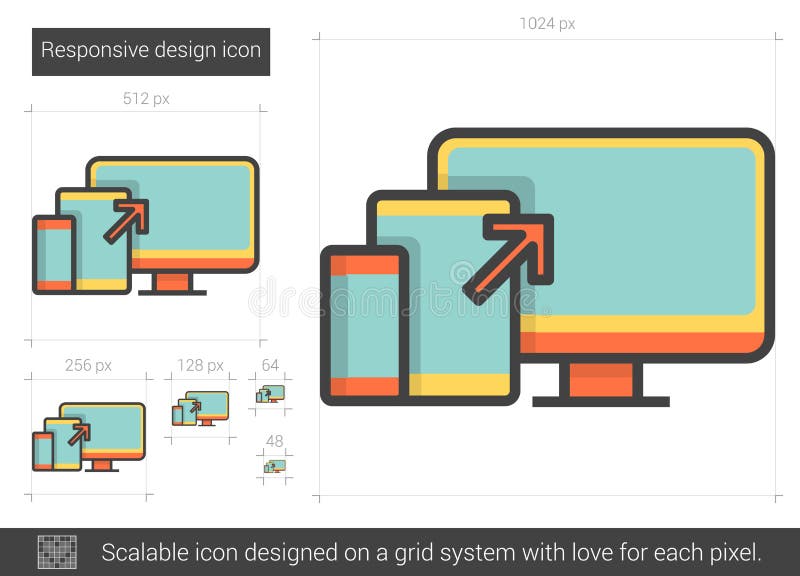 Responsive Design Line Icon. Stock Vector - Illustration of reflection ...