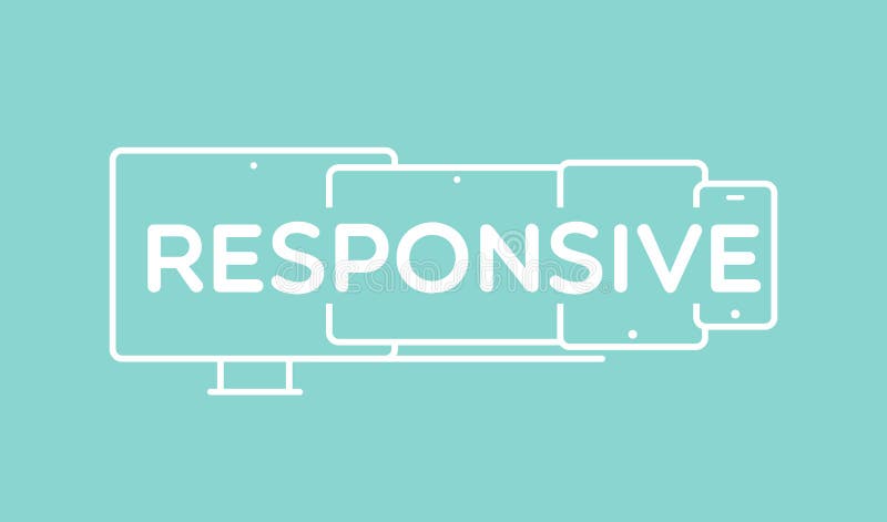 Responsive word on purple stock illustration. Illustration of pink ...