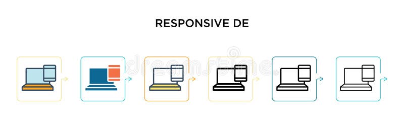 Responsive Design Vector Icon in 6 Different Modern Styles. Black, Two ...