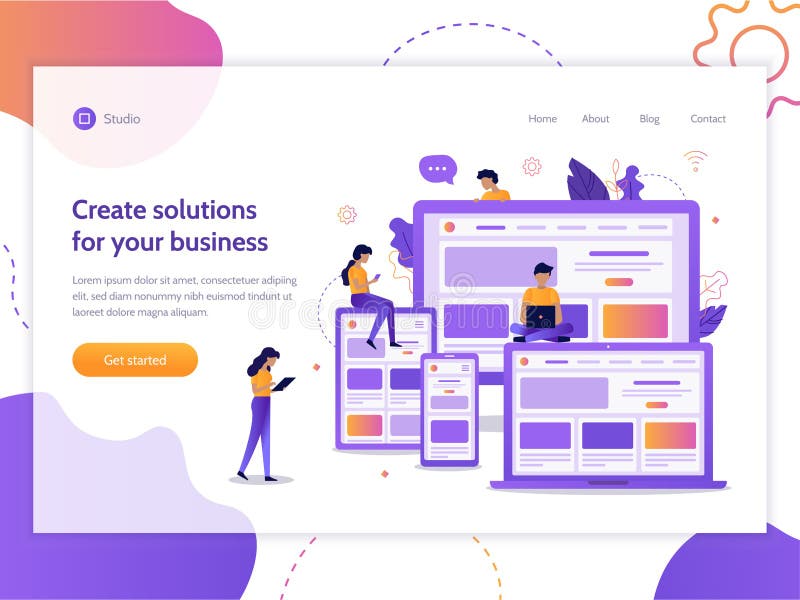 Responsive Design Web Banner Stock Illustration - Illustration of idea ...