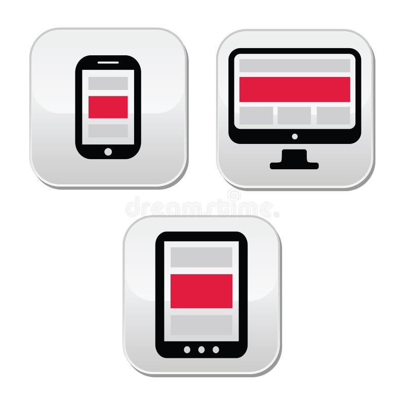 Responsive Design for Web - Computer Screen, Smartphone, Tablet Labels ...