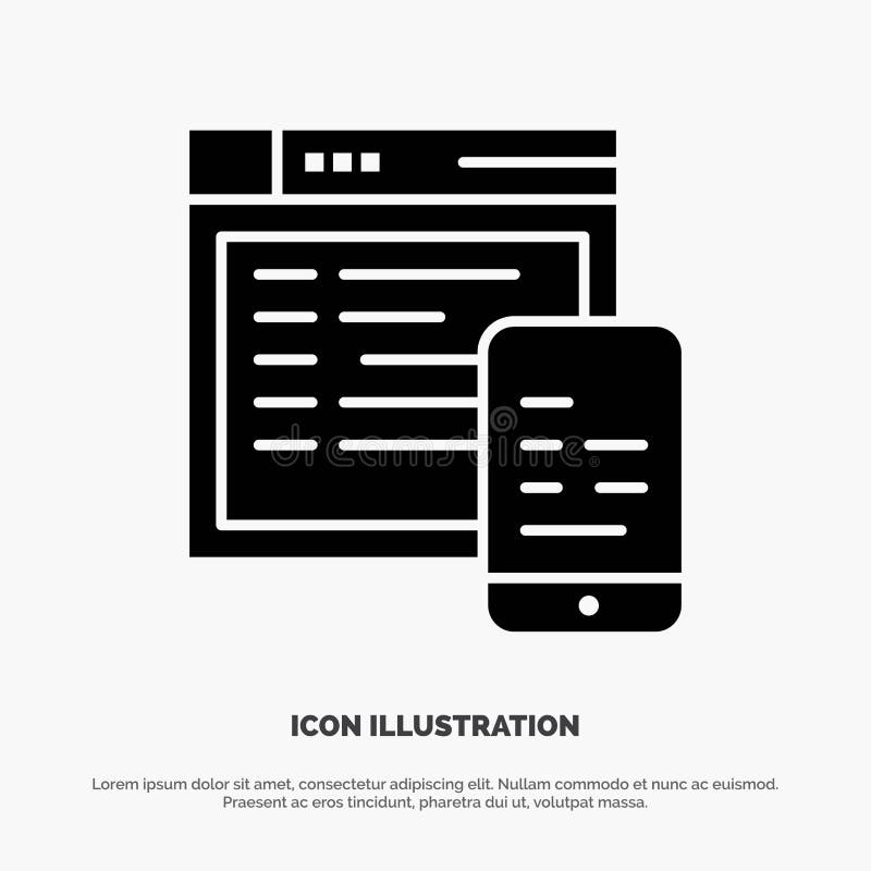 Responsive, Design, Website, Mobile Solid Black Glyph Icon Stock Vector ...