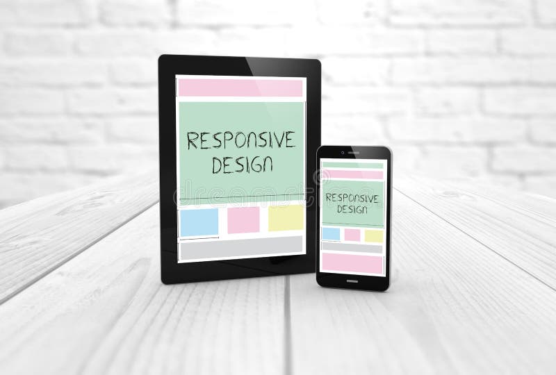 Responsive Design Wireframe on a Laptop Display and Smartphone Stock ...