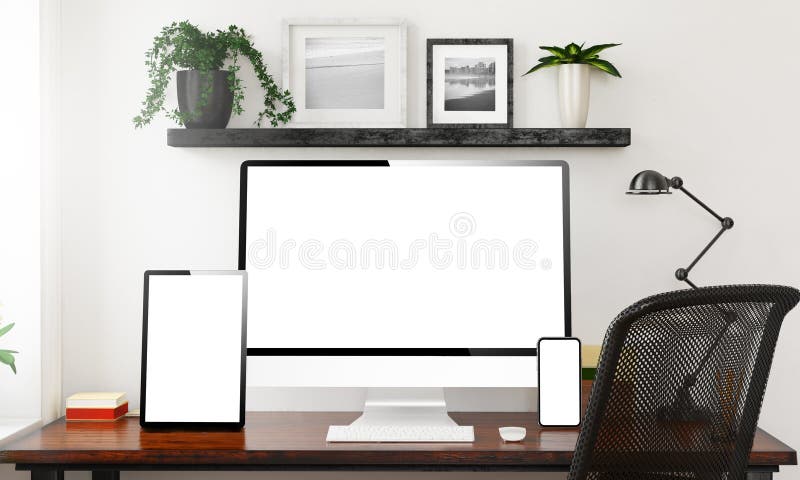 Responsive Home Office Devices Stock Image - Image of chair, phone ...