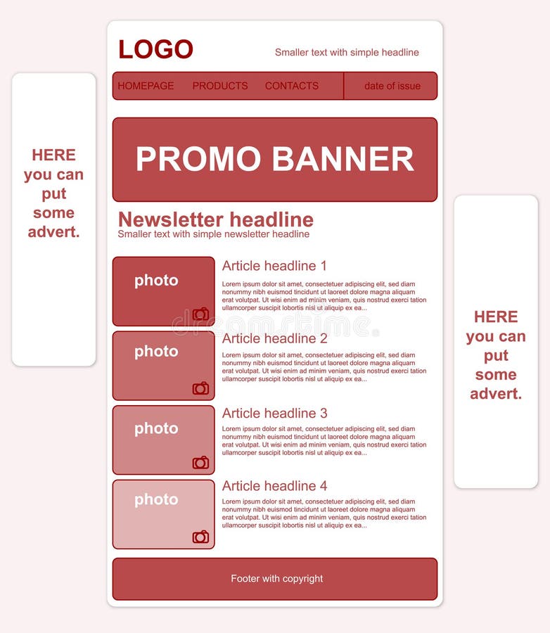 Responsive Newsletter Template with Banners Stock Illustration ...