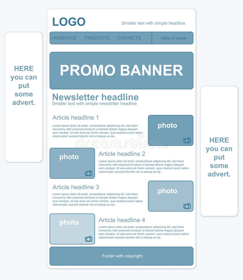 Responsive Newsletter Template with Banners Stock Illustration ...