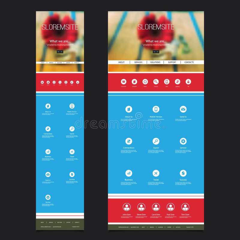 Responsive One Page Website Template with Blurred Background - Red ...