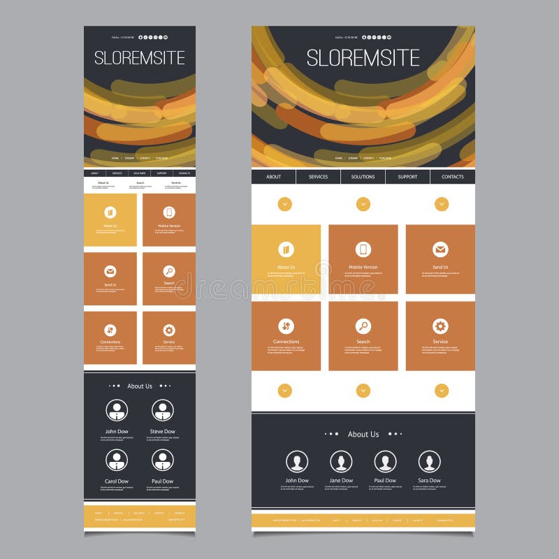 Responsive One Page Website Template - Header Design with Abstract ...