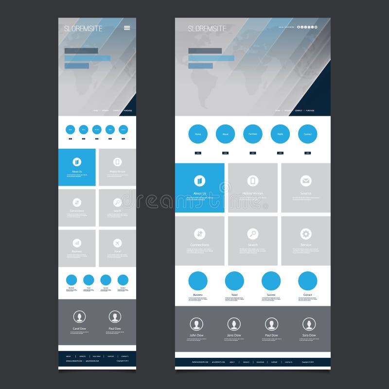 Responsive One Page Website Template - Header Design with World Map ...