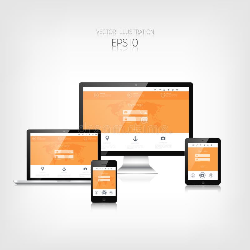 Responsive Web Design. Adaptive User Interface. Digital Devises. Laptop ...