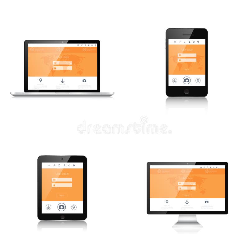 Responsive Web Design. Adaptive User Interface. Digital Devises. Laptop ...