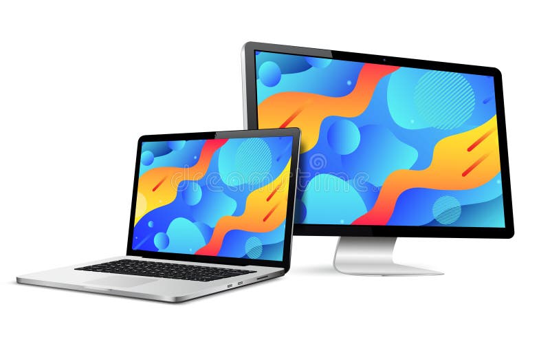 Responsive Web Design Computer Display with Laptop Isolated. Abstract ...