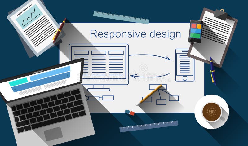 Responsive Web Design Creating Process Vector Stock Vector ...