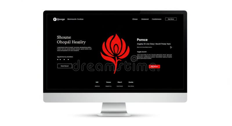 Responsive Web Design on Desktop Monitor with Dark Mode and Red Icon ...