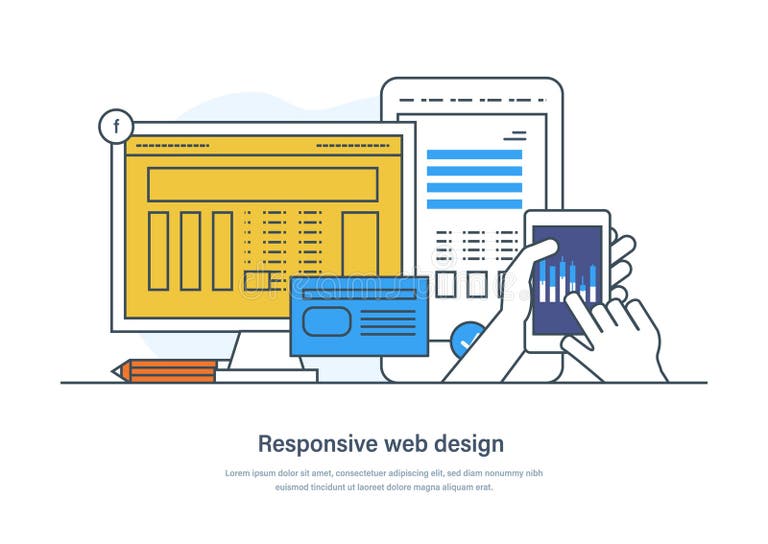 Responsive Web Design Development Creative Process, Business Strategy and Analytics Banner ...