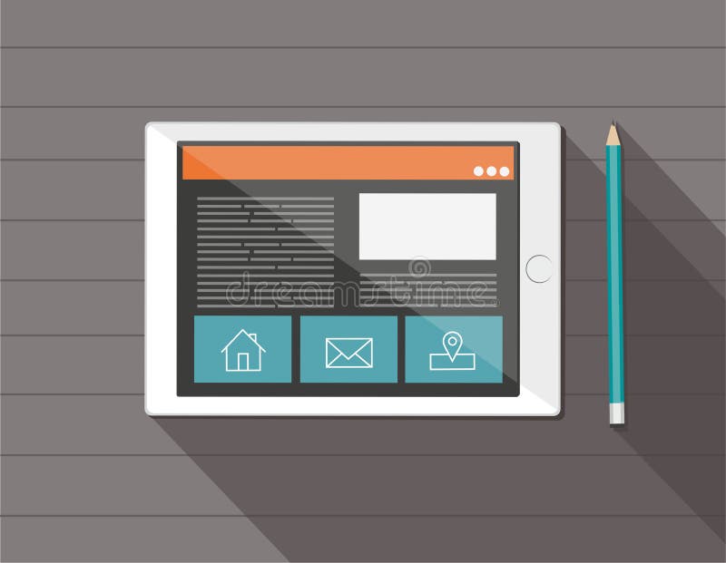 Responsive Web Design on a Digital Tablet. Stock Vector - Illustration ...