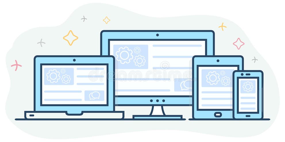 Responsive Web Design Icons. Landing Page is Open on Different Devices ...