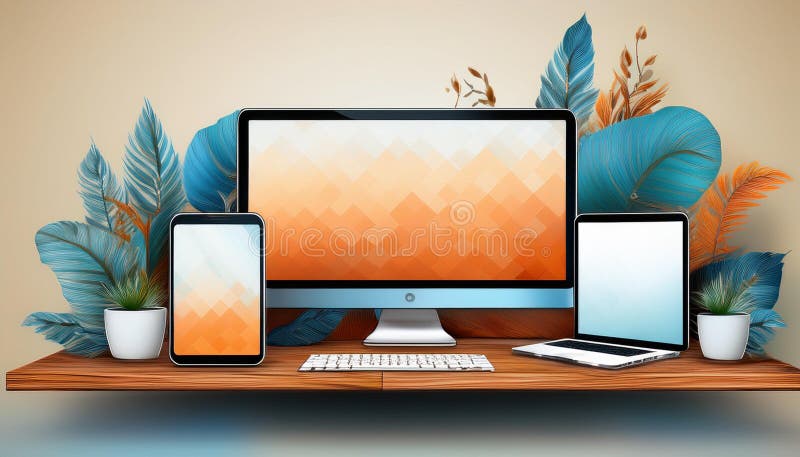 Responsive Web Template or Landing Page Set with Gadgets Like As ...