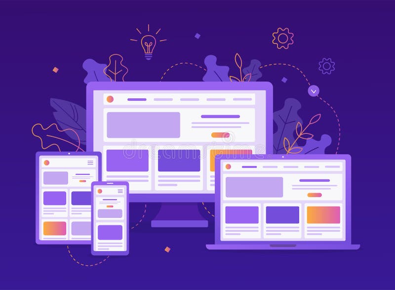 Responsive Design Web Banner Stock Vector - Illustration of flat ...