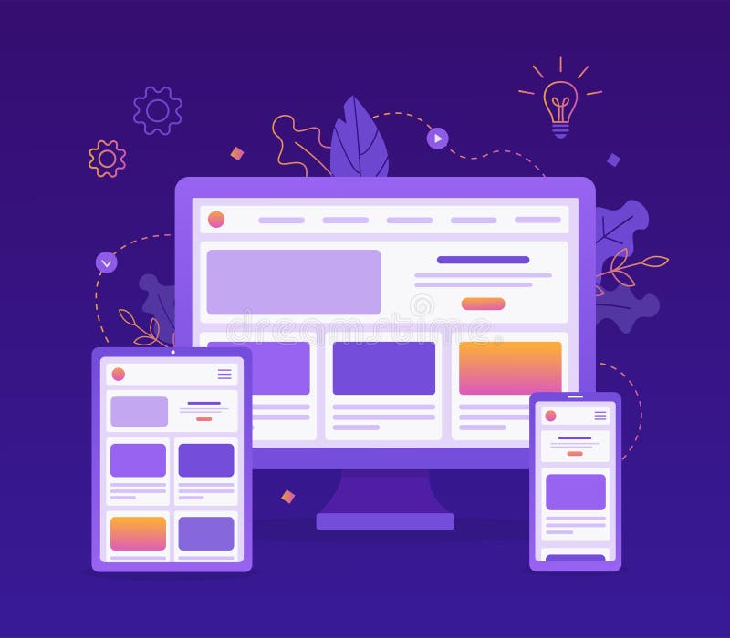 Responsive Design Web Banner Stock Vector - Illustration of flat ...