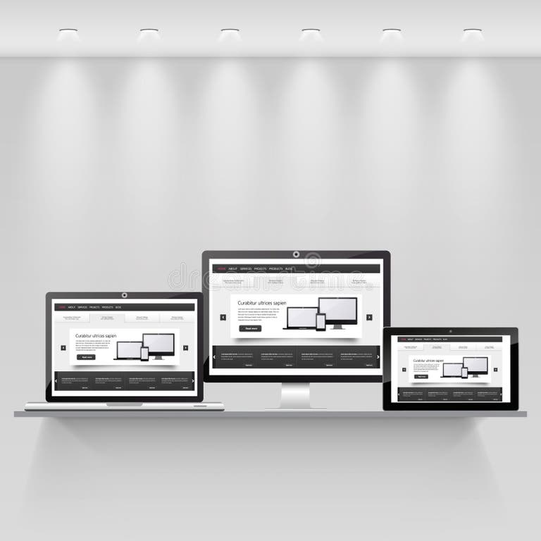 Responsive Web Template with Gallery Wall. Vector Eps 10 Stock Vector ...