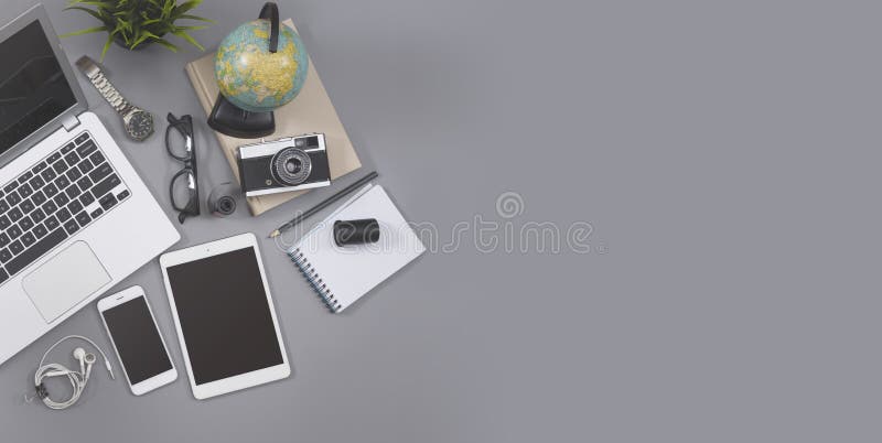 Office desk hero header stock photo. Image of mouse, keyboard - 59500248