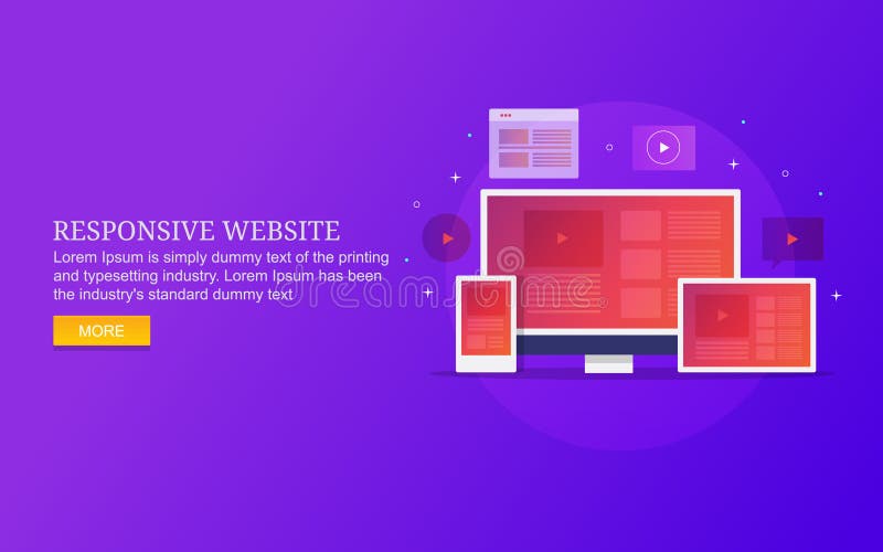 Responsive Website Displaying on Computer, Smartphone, Tablet. Stock ...