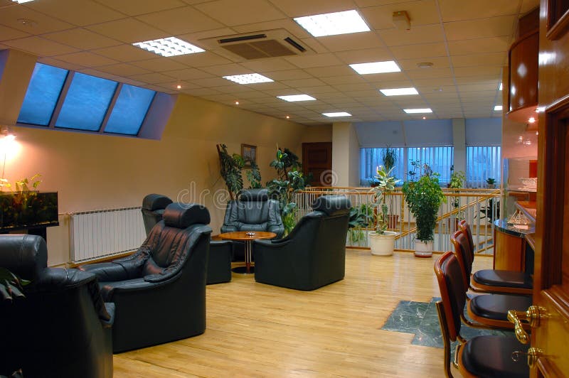 Rest Hall with Bar and Plants Stock Image - Image of modern ...