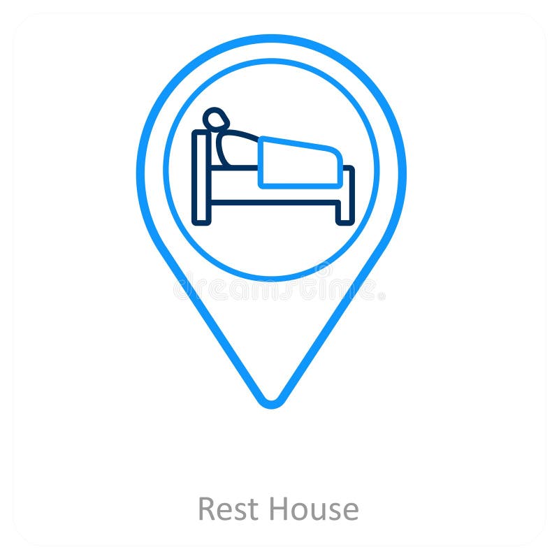 Rest House and Location Icon Concept Stock Illustration - Illustration ...