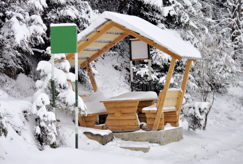 Rest place in winter stock photo. Image of resting, house - 38114488