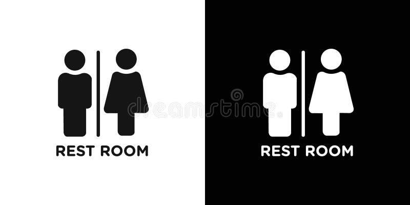 Rest Room Icon Flat Vector Set Outline Stock Vector - Illustration of ...