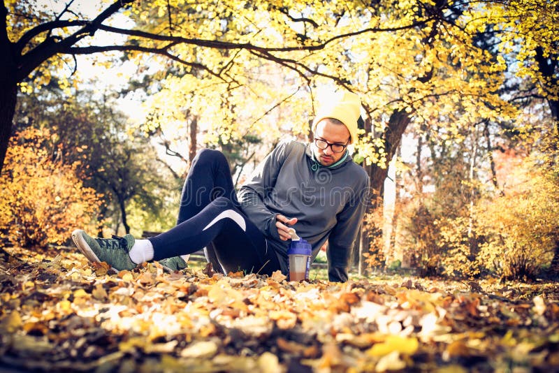 Rest after Running in Nature. Stock Photo - Image of park, male: 105756722