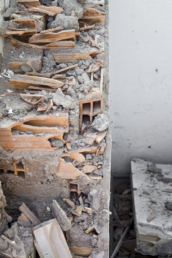 Rest of Scrap and Smashed Bricks from a Building Stock Photo - Image of ...