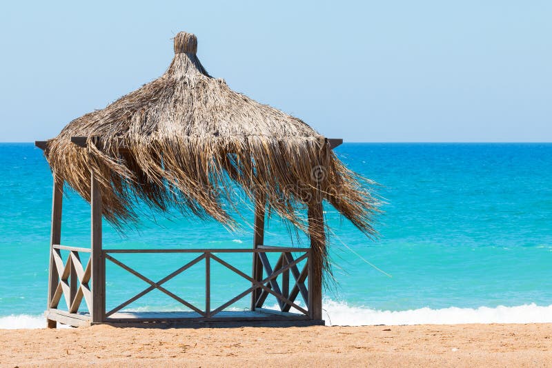 Rest Shack on Tropical Beach on the Shore of the Ocean Stock Photo ...