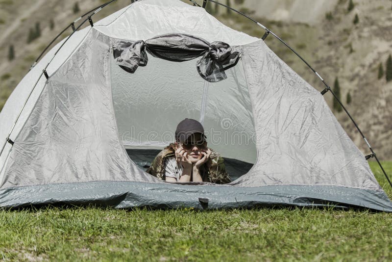 Rest in tent stock image. Image of leisure, inside, holiday - 94590401