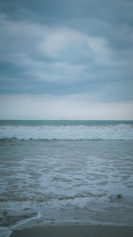 The Rest of the Waves on the Beach with Cool Weather Stock Photo ...